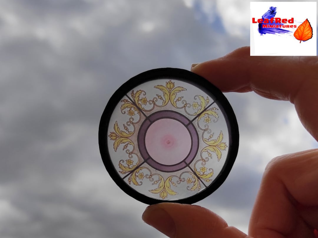 Miniature Stained Glass Round Window. LYS Series. Diorama, Dollhouse ...