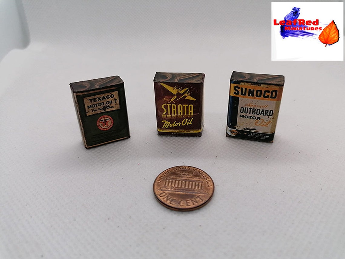 3 Miniature oil can Vintage. Strata Sunoco Texaco. Scale | Etsy