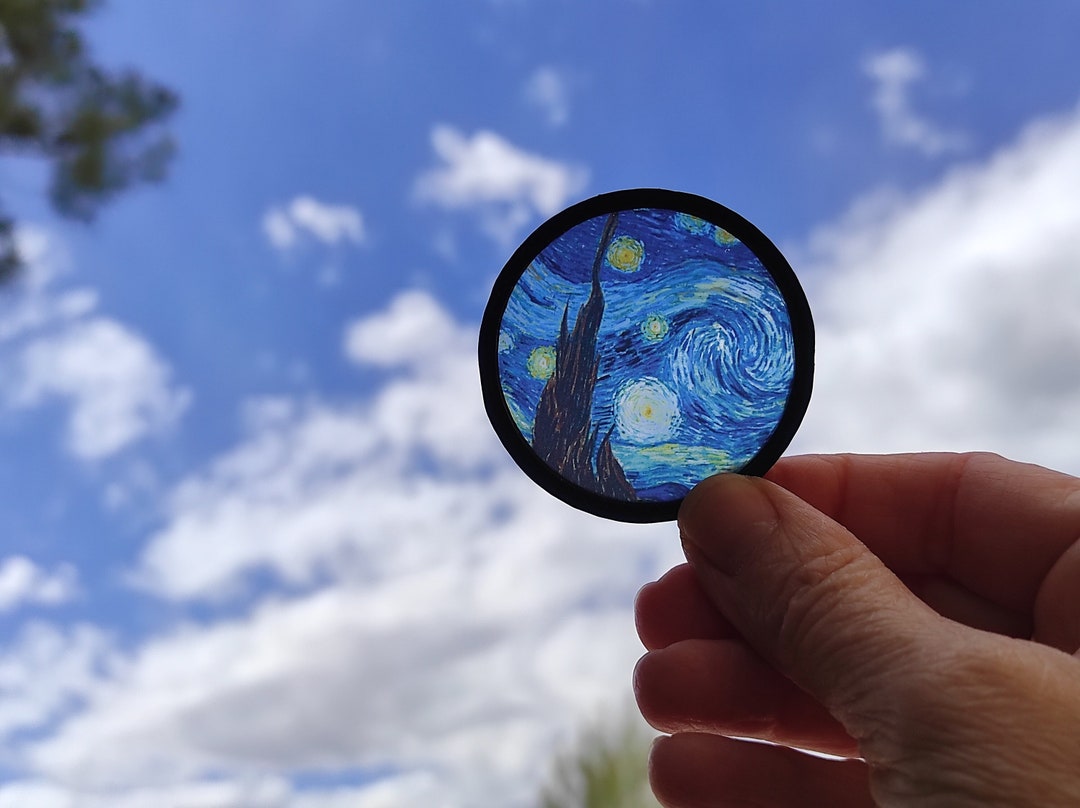 VAN GOGH. the Starry Night. Miniature Simil Stained Glass Round Window ...