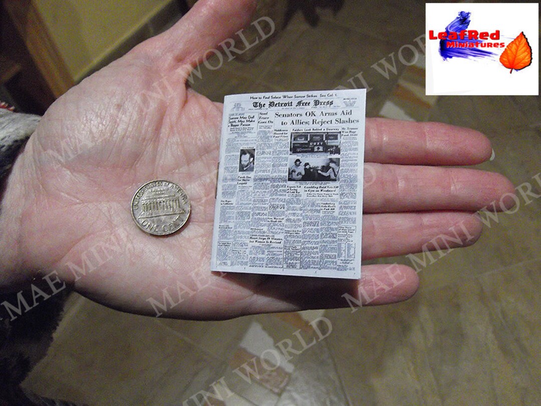 Miniature Newspaper Replica 1949. Scale 1/6 the Detroit Free Press - Etsy