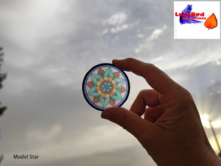 Miniature Stained Glass Round Window. Model STAR. Diorama, Dollhouse ...