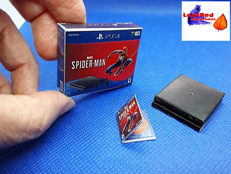 PS4 SLIM 1TB. Miniature Console With Box and Game. Spiderman - Etsy