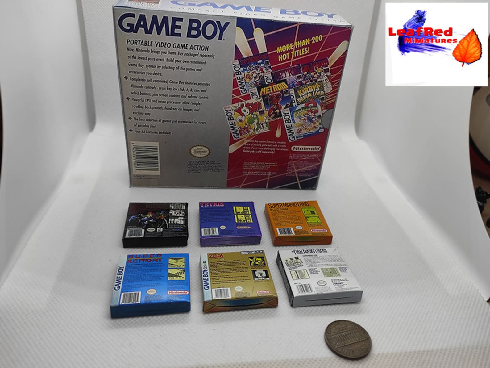 GAMEBOY & 6 Games boxes. Miniature boxes handmade. Scale 1:4 | Etsy