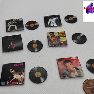 ELVIS PRESLEY Collection 6 Record Miniature Record HANDMADE. 1/12 Scale ...