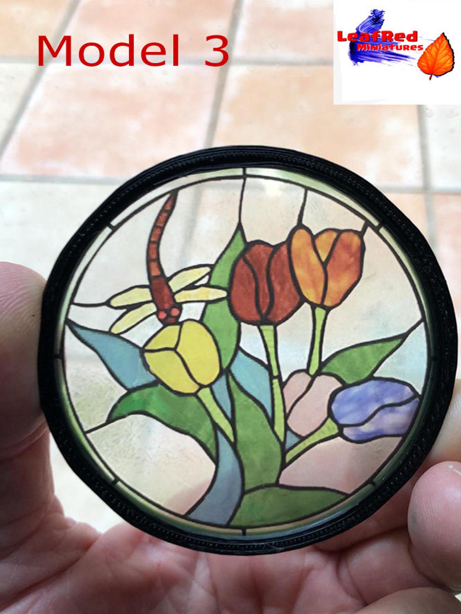 Miniature Stained Glass Round Window. Series II. Dollhouse Scale 1/6 or ...