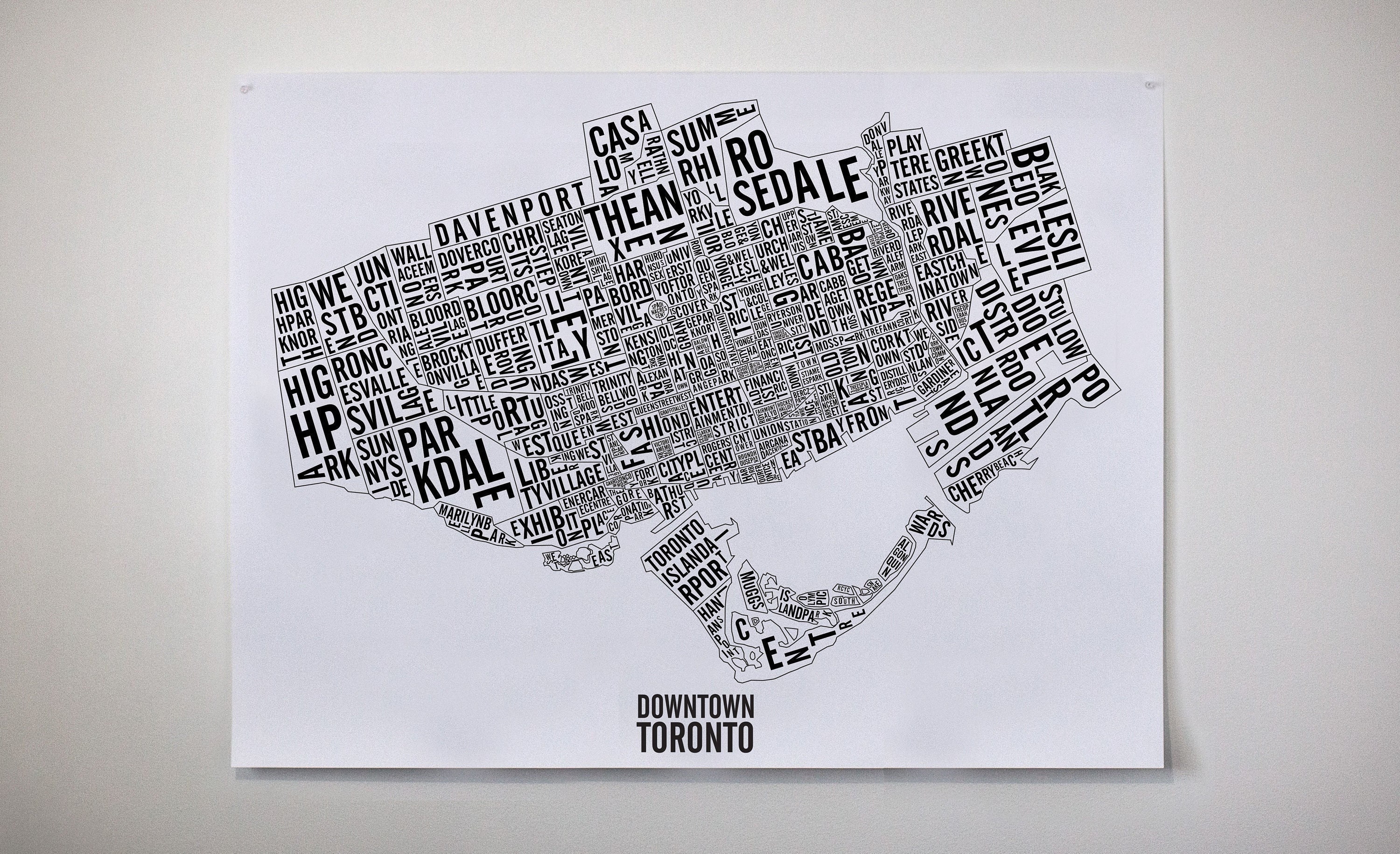 Downtown Toronto Neighbourhoods & Landmarks City Map Toronto Art ...