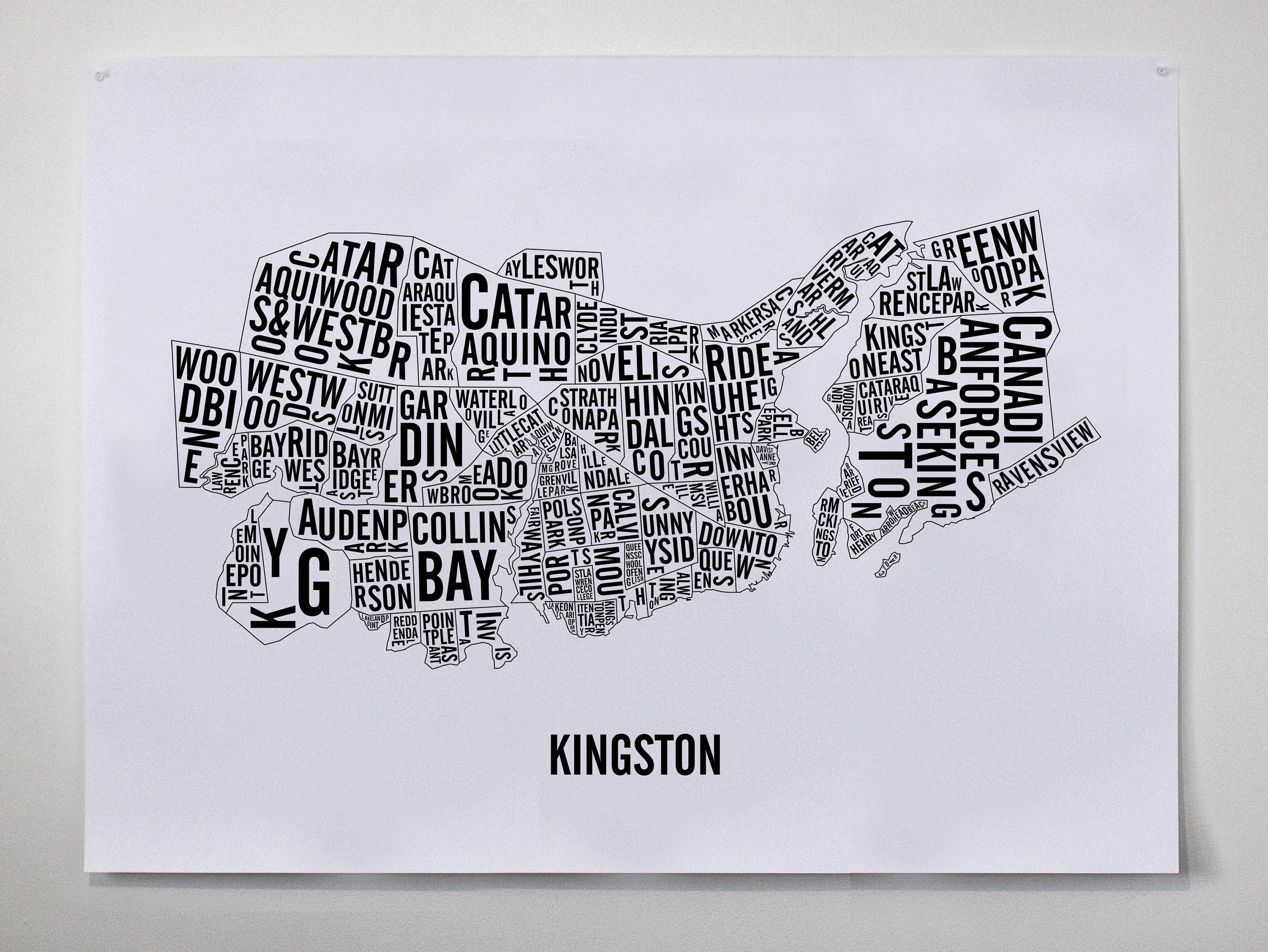 Kingston Neighbourhoods City Map - Kingston Art - Kingston Map ...