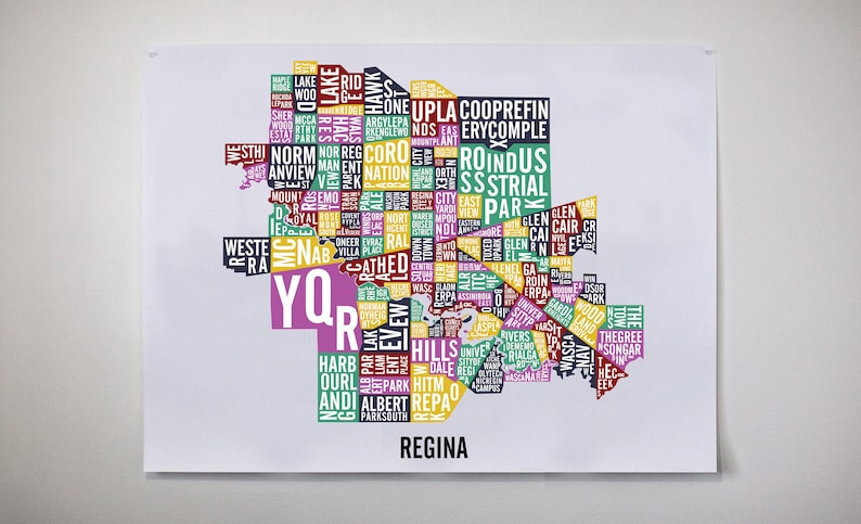 Regina Saskatchewan Neighbourhoods City Map Regina Map | Etsy