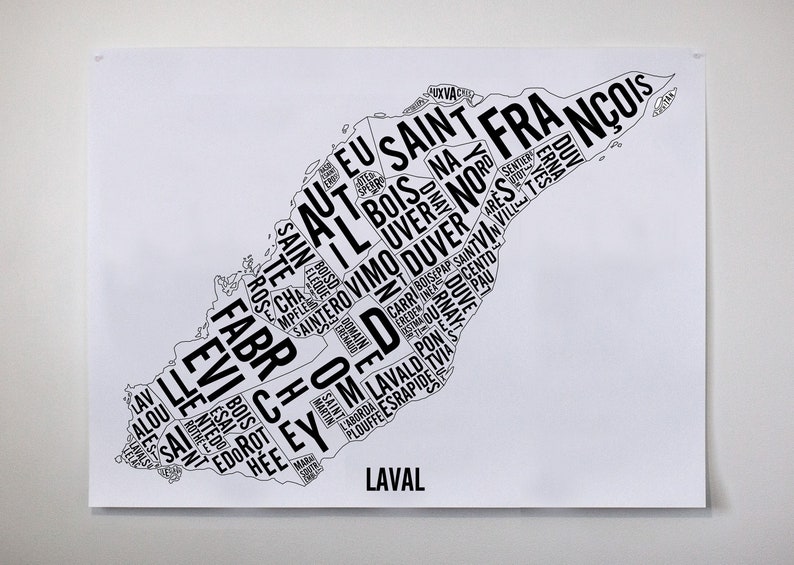 Laval Neighbourhoods City Map Poster Laval Art Laval Québec Poster - Etsy