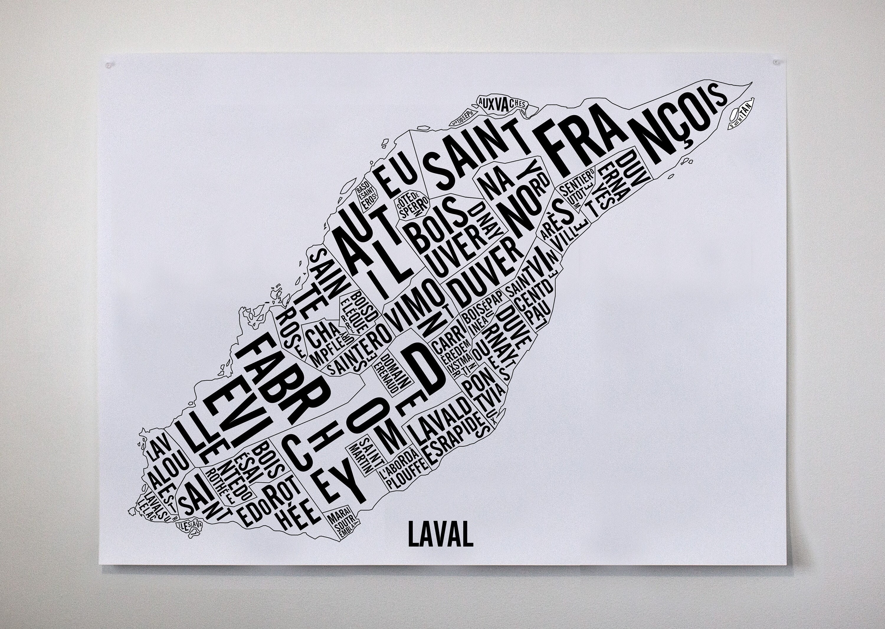 Laval Neighbourhoods City Map Poster Laval Art Laval Québec Poster - Etsy