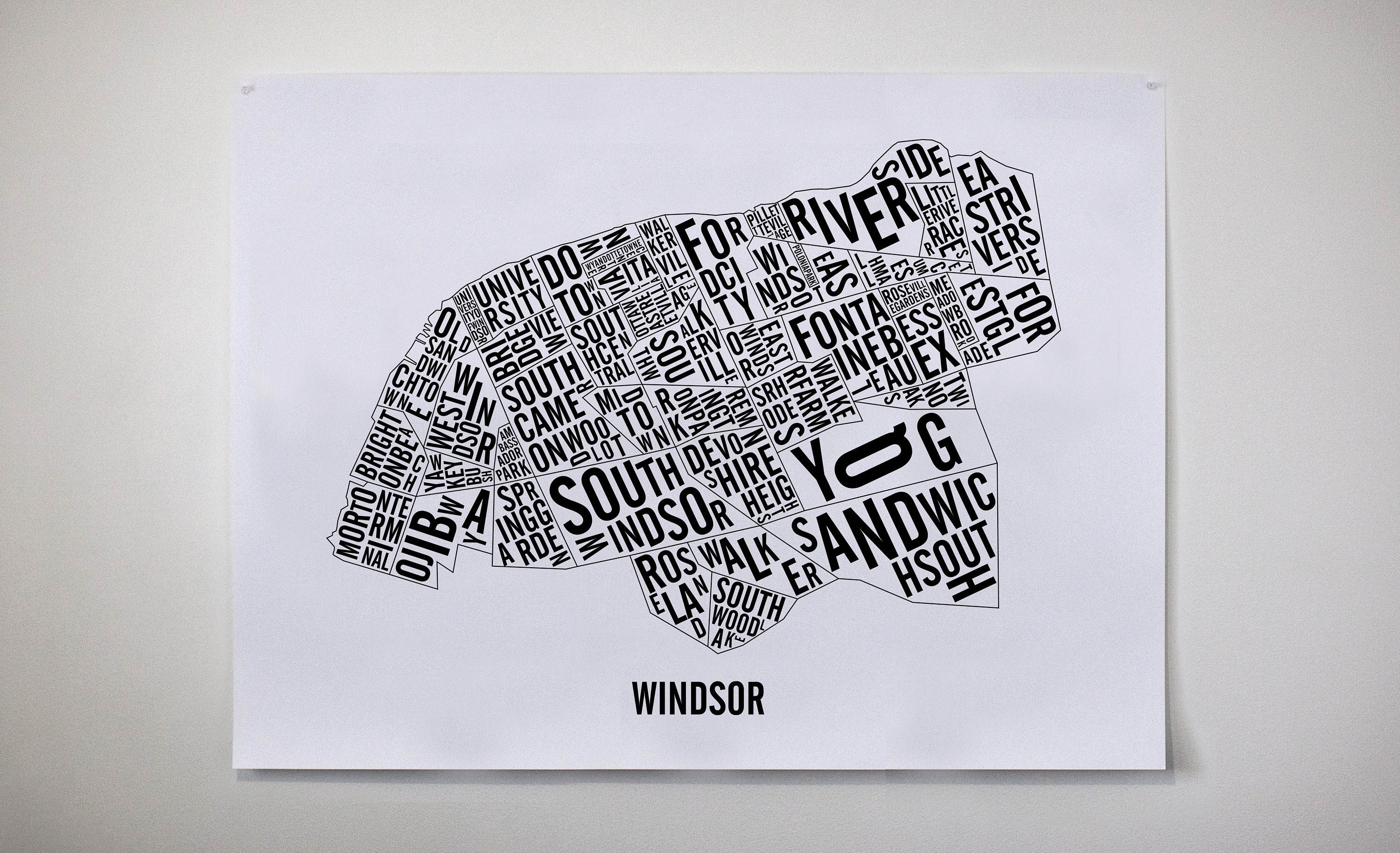 Windsor Ontario Neighbourhoods City Map Poster - Windsor Map - Windsor ...