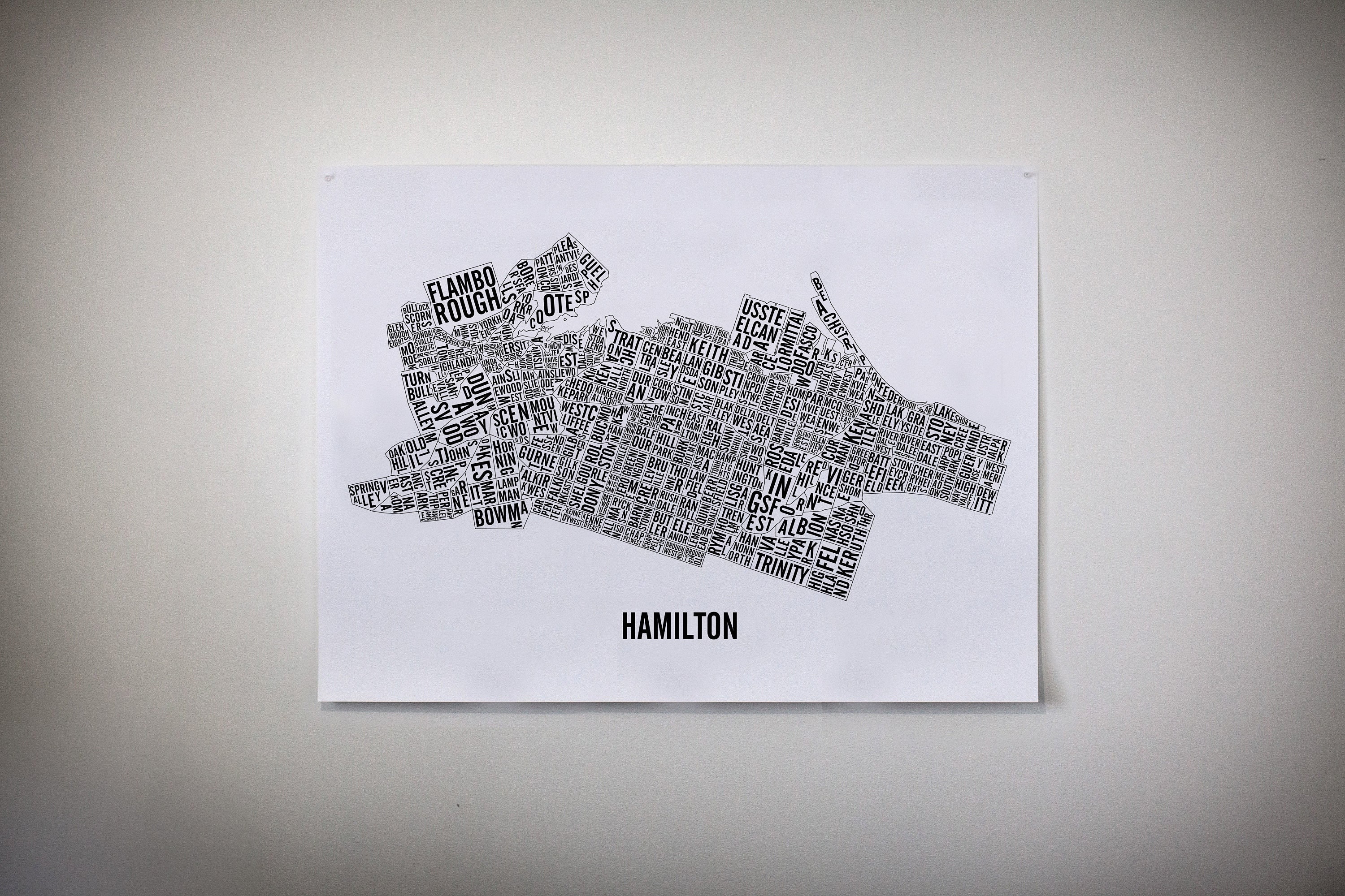 Hamilton Ontario Neighborhoods City Map - Hamilton Art - Hamilton Print ...