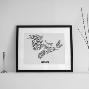 Maritimes, Canada, Districts & Cities Map Maritimes Art Maritimes Print ...