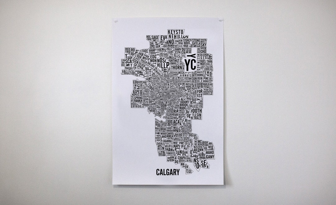 Calgary City Map Poster - Calgary Art - Alberta Map - Typography Map ...