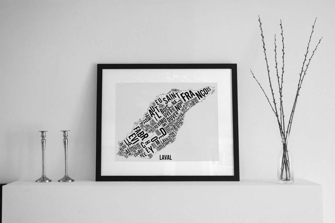 Laval Neighbourhoods City Map Poster Laval Art Laval Québec Poster - Etsy