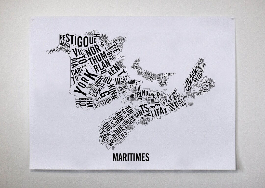 Maritimes, Canada, Districts & Cities Map - Maritimes Art - Maritimes ...