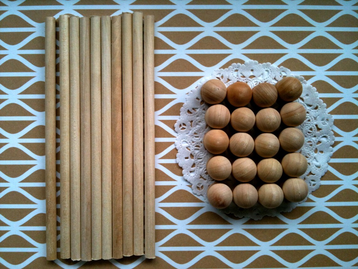 10 | 15 | 20 Pairs of 6" Wooden Scroll Rods With End Caps for DIY ...