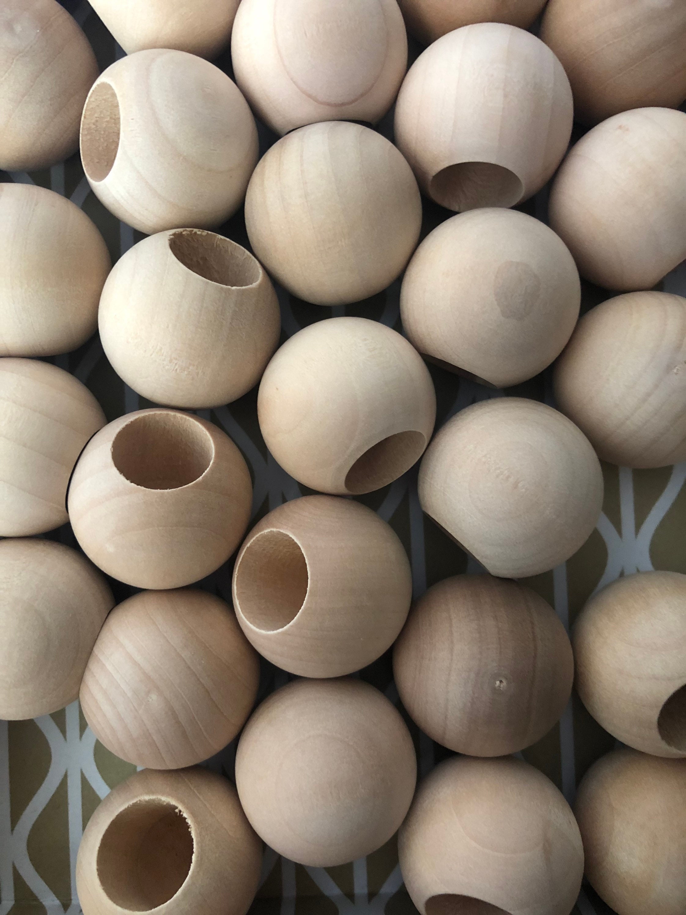 10 Pairs Unfinished Wooden Ball End Caps With Opening - Etsy