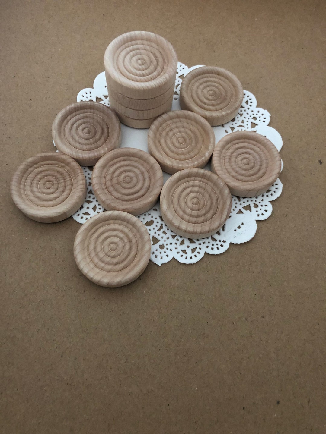 12 | 16 Wood Checker Pieces | Stacker Discs | Round Cut Outs | Counters ...