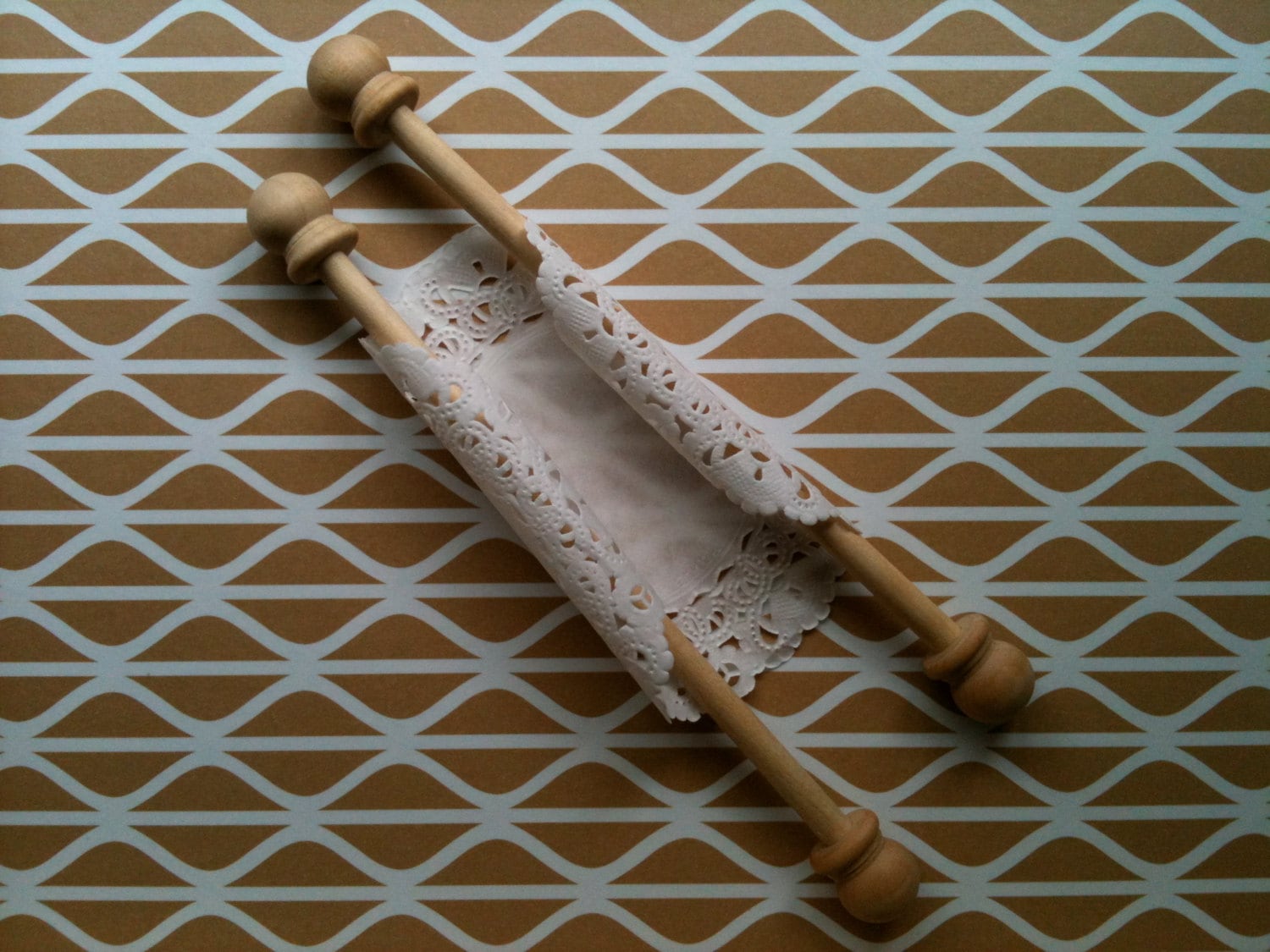 1 SAMPLE Pair of 6 Wooden Scroll Rods With End Caps DIY Wedding ...