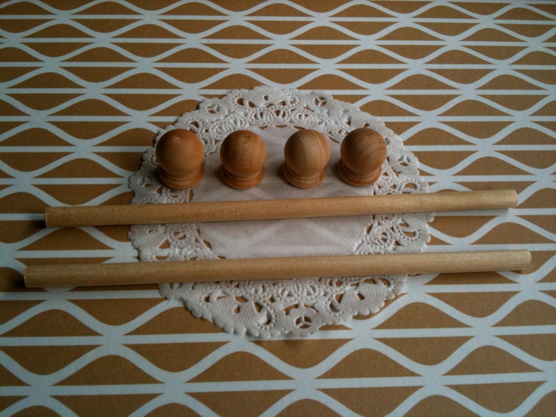10 | 15 | 20 Pairs of 6" Wooden Scroll Rods With End Caps for DIY ...