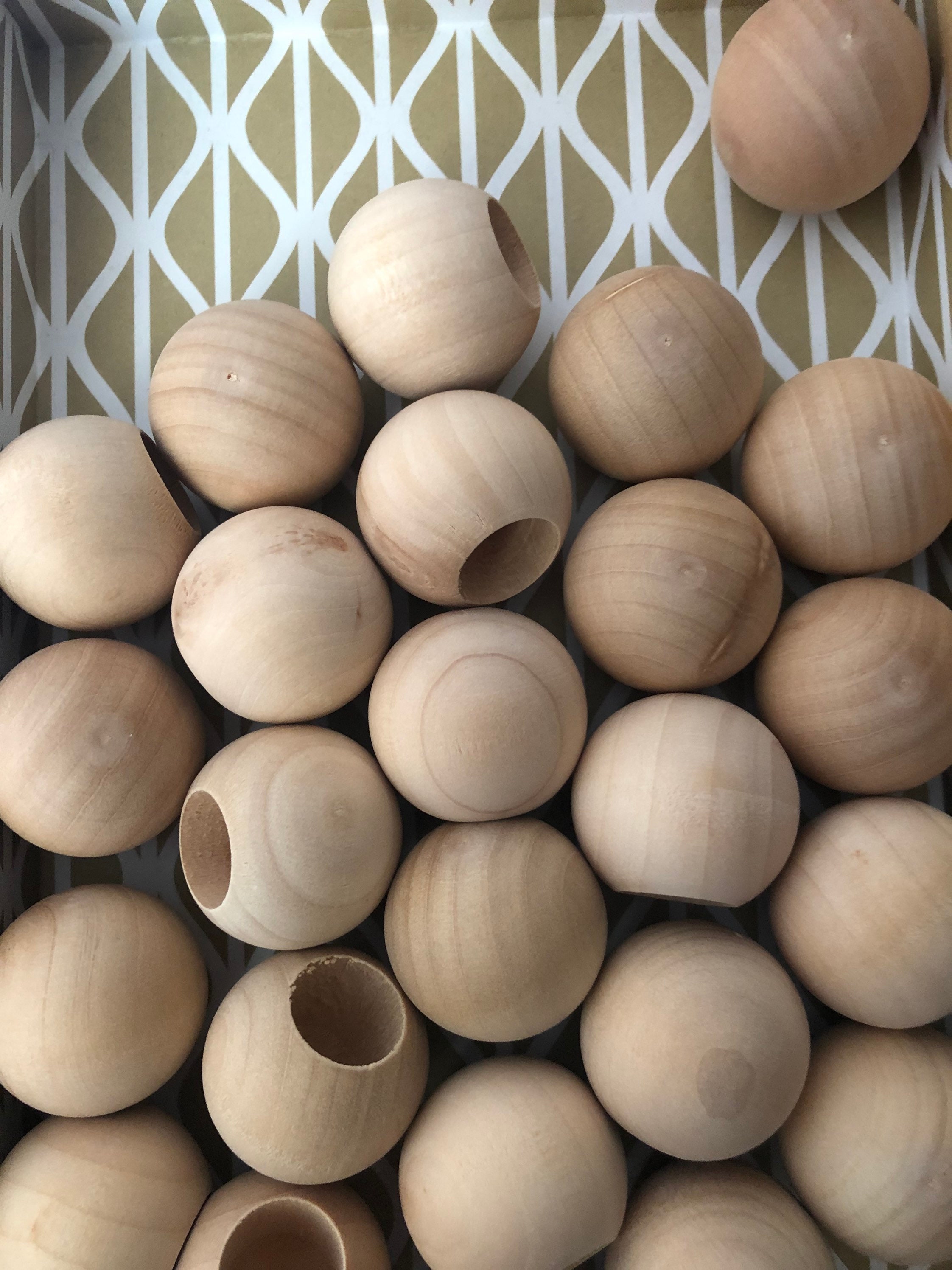 10 Pairs Unfinished Wooden Ball End Caps With Opening - Etsy