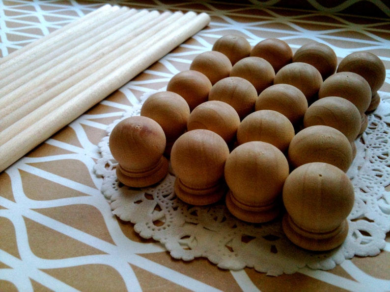 10 | 15 | 20 Pairs of 6" Wooden Scroll Rods With End Caps for DIY ...