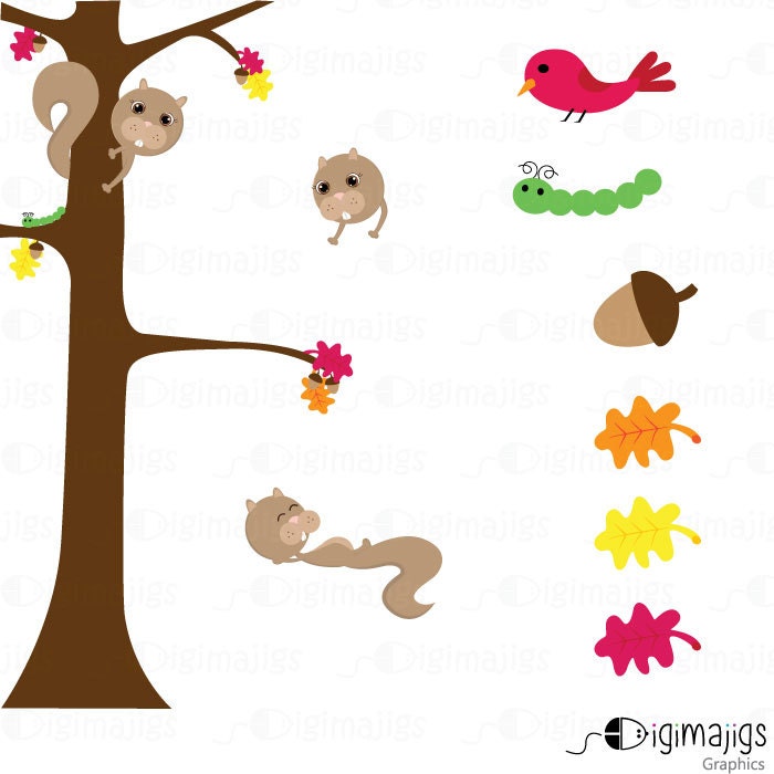 Fall Squirrels Cute Clipart Set Commercial and Personal - Etsy