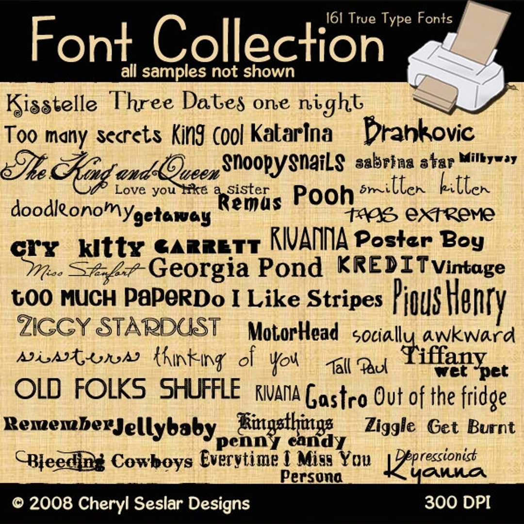 Font Collection 1 Fonts for Digital Scrapbooking and Paper Craft ...