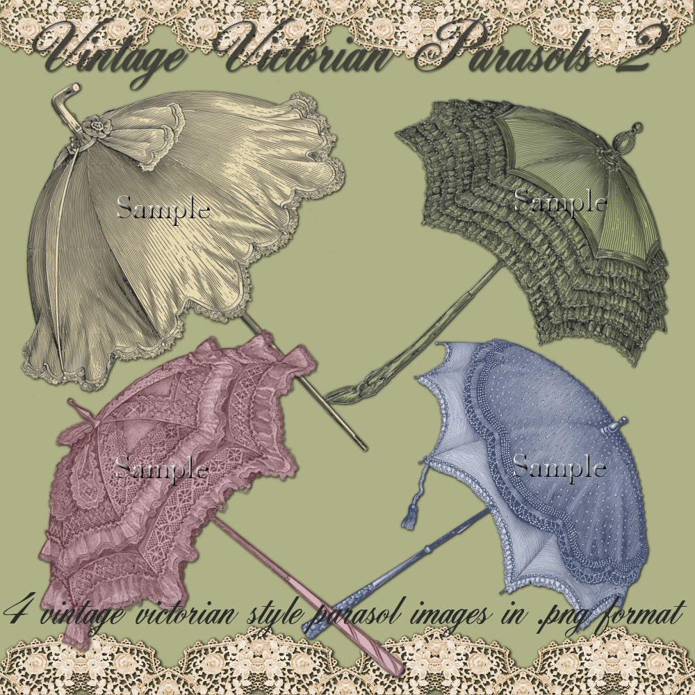 Vintage Victorian Parasols 2 Digital Scrapbooking and - Etsy UK