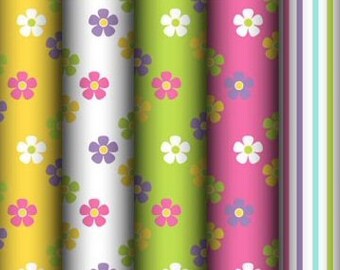 Flower Digital Papers Spring Floral Paper Periwinkle Blue