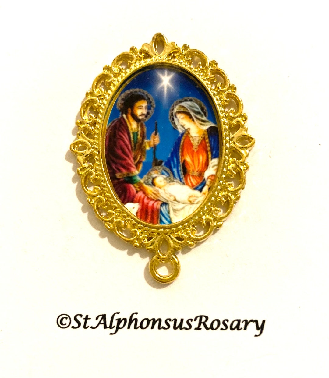 WATERPROOF Christmas Nativity Rosary Center | Rosary Parts Supply ...