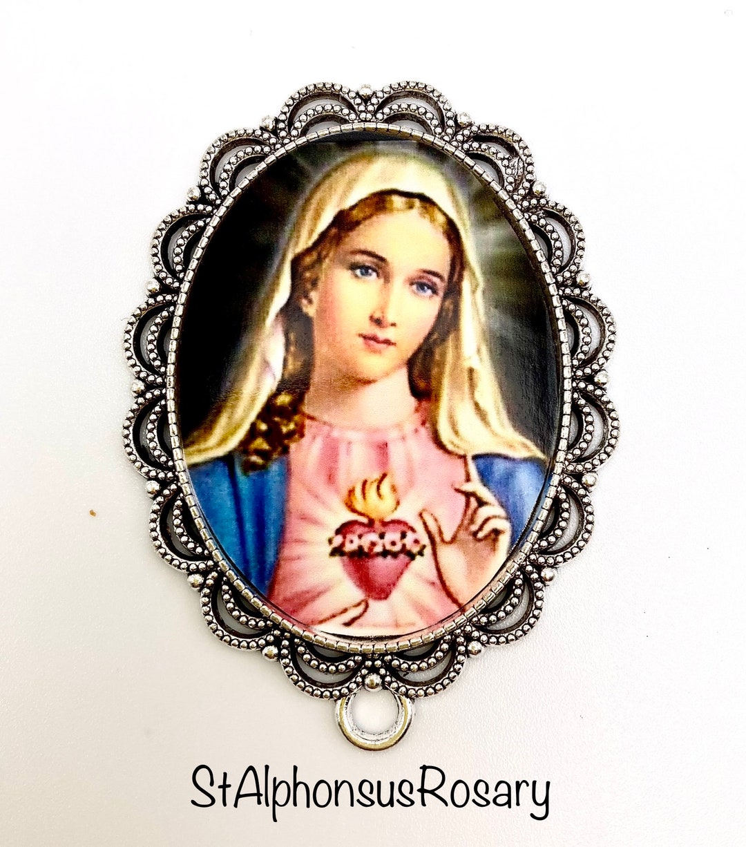 Immaculate Heart of Mary | MEGA LARGE Rosary Center Part | Antique ...