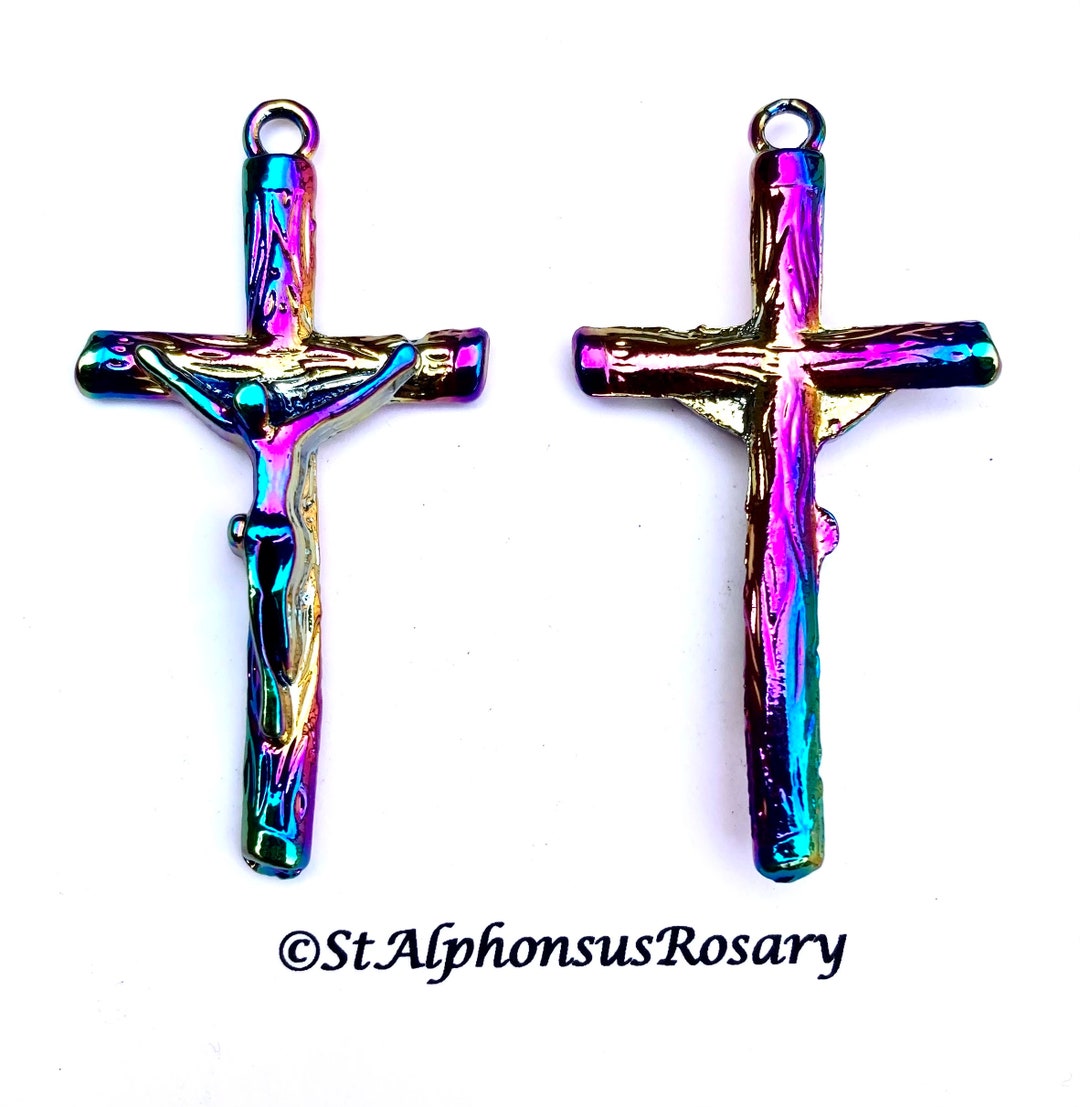 Rainbow Colored Deluxe Rosary Crucifix or Pendant Medium - Etsy