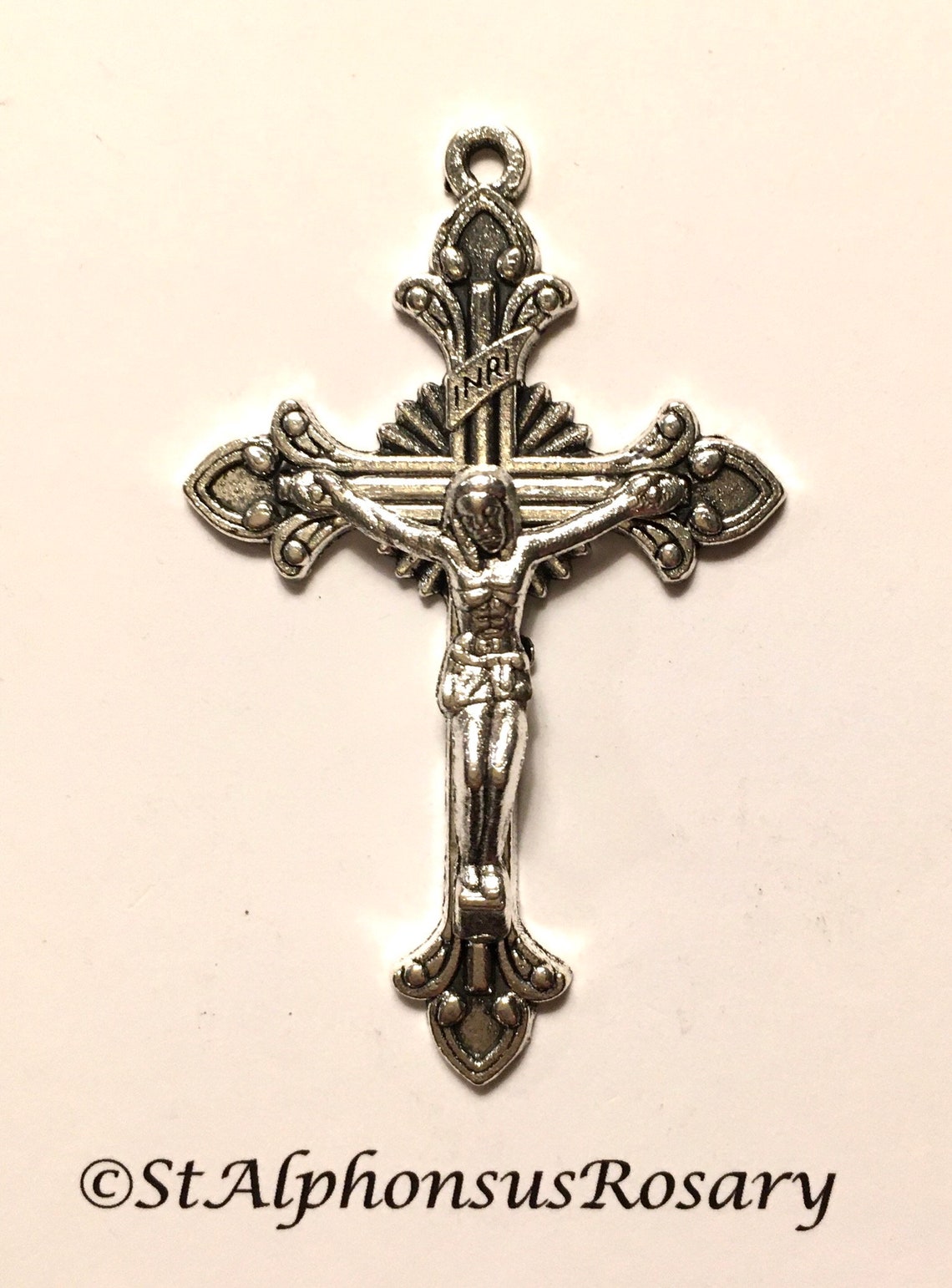 Antique Silver Crucifix | Large Size Rosary Making Crucifix (2 and 1/8 ...