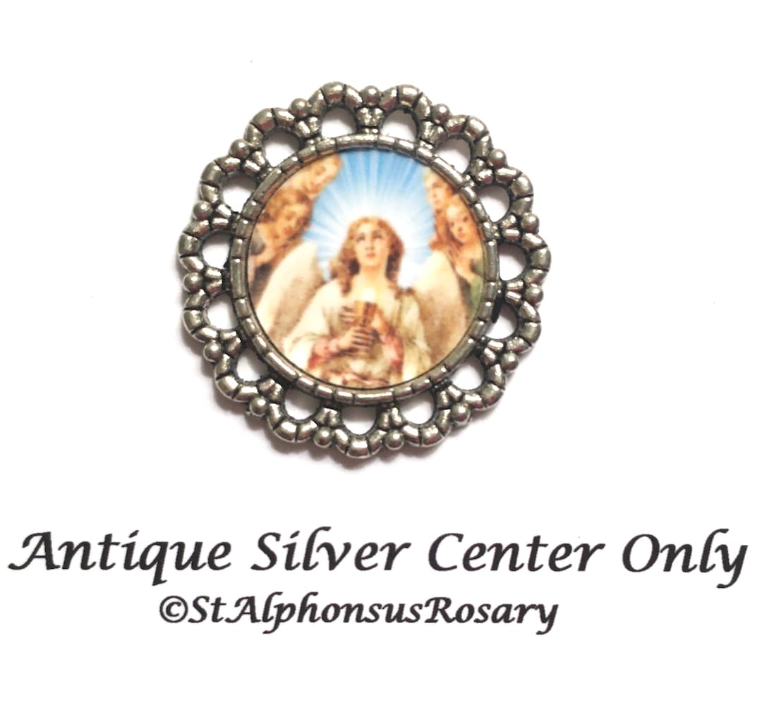 Holy Communion Angel | Choice of Rosary Set or Center | Antique Silver ...