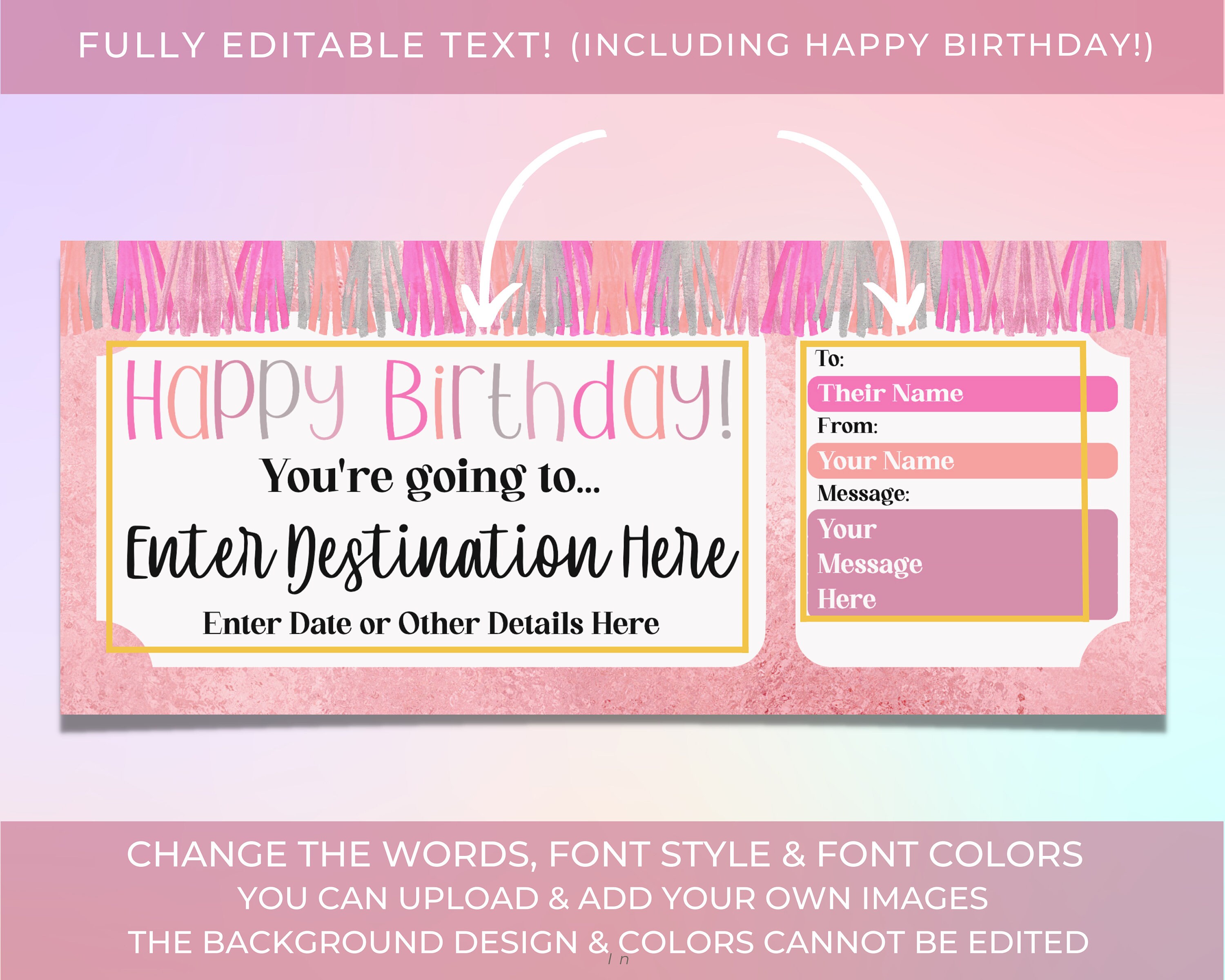 Experience Gift Certificate Template, Printable Experience Ticket ...