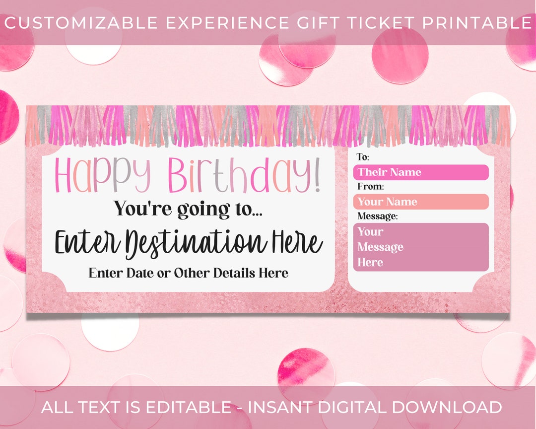 Experience Gift Certificate Template Printable Experience - Etsy