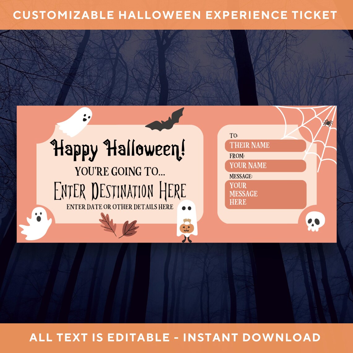 Personalized Halloween Experience Ticket: Spooky Ghost Gift Voucher ...