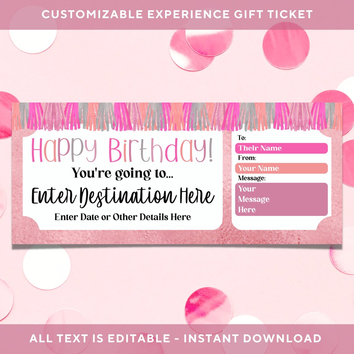 Experience Gift Certificate Template, Printable Experience Ticket ...
