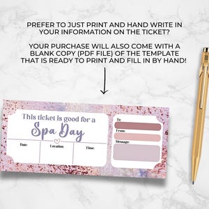 Spa Day Gift Certificate, Personalized Spa Day Ticket, Last Minute ...