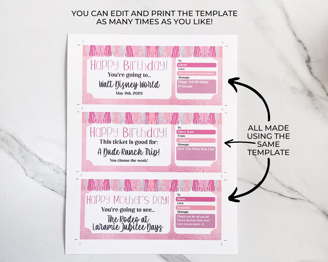 Experience Gift Certificate Template, Printable Experience Ticket ...