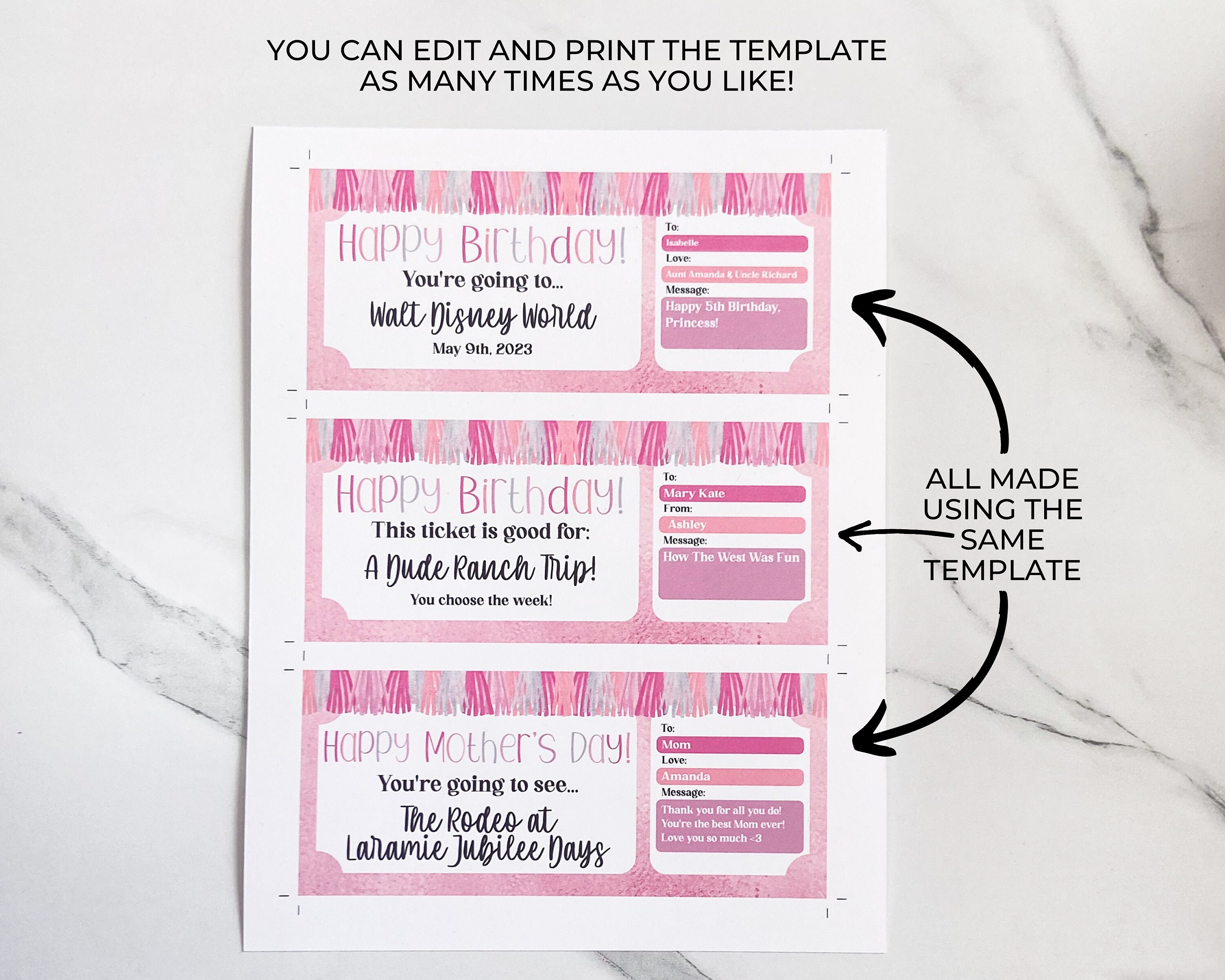 Experience Gift Certificate Template, Printable Experience Ticket ...