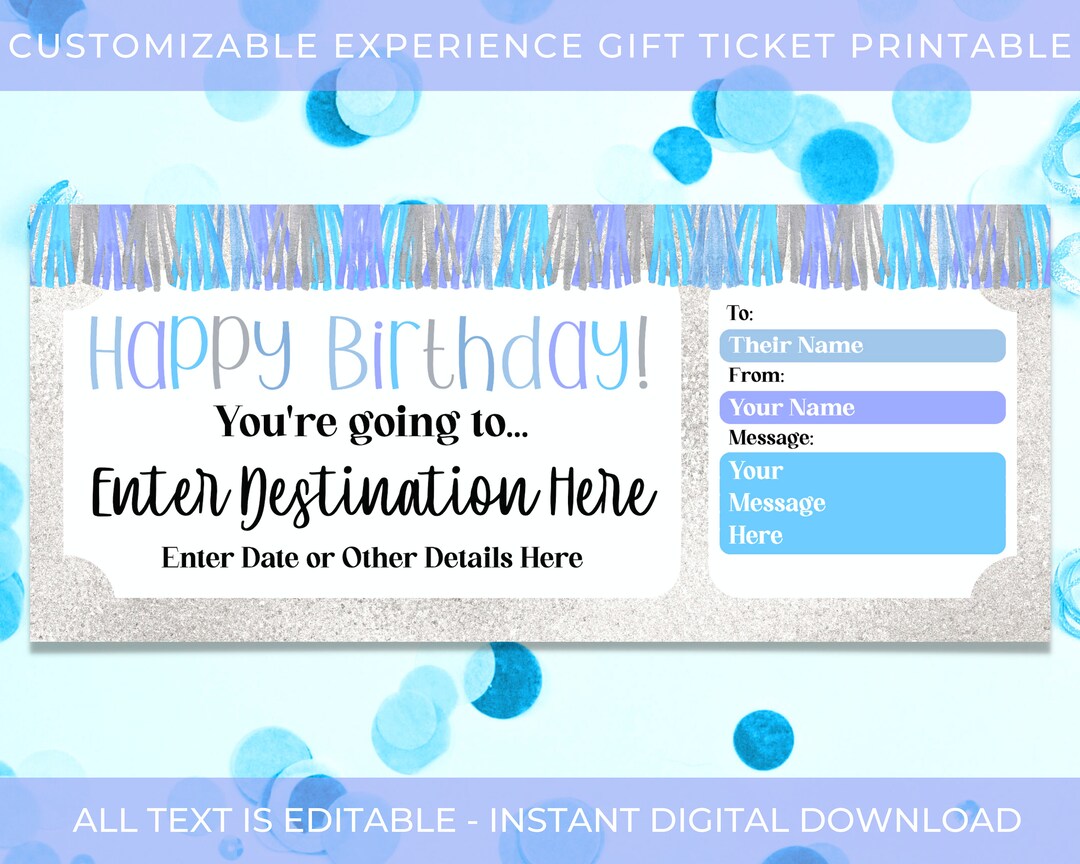 Experience Gift Certificate Template, Custom Gift Experience Ticket ...