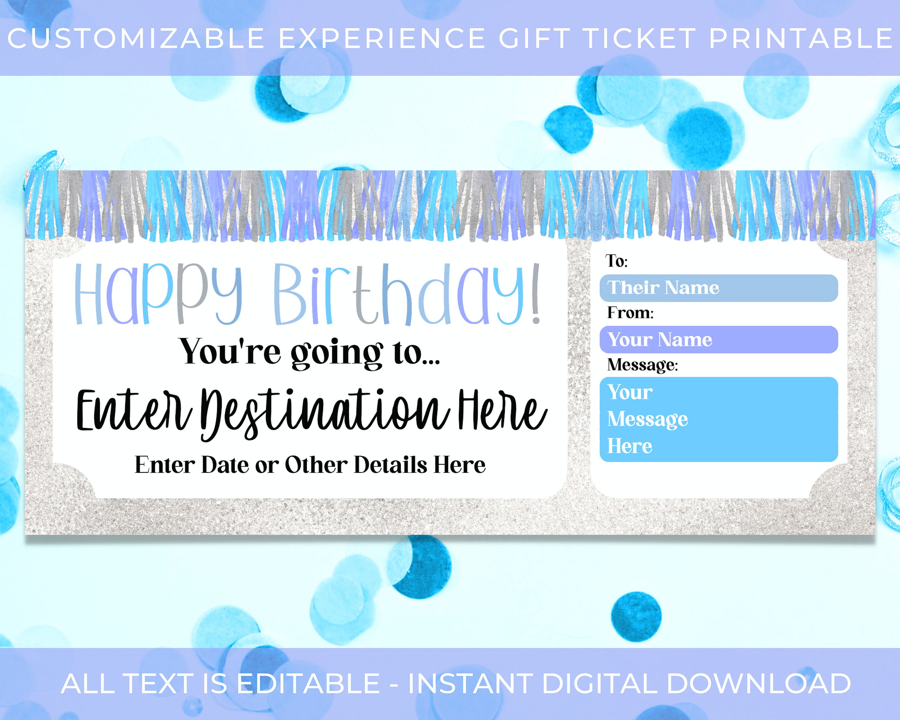 Experience Gift Certificate Template Custom Gift Experience - Etsy