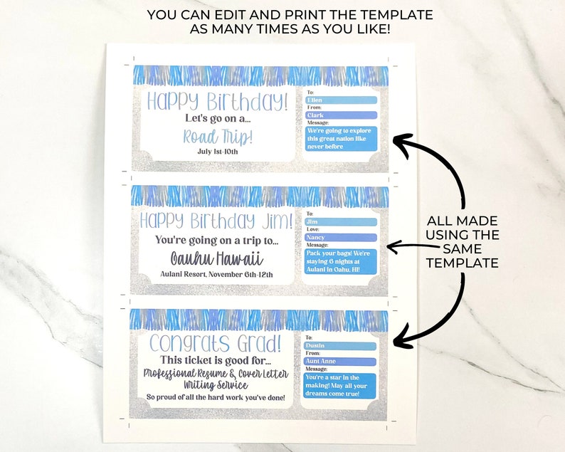 Experience Gift Certificate Template, Custom Gift Experience Ticket ...
