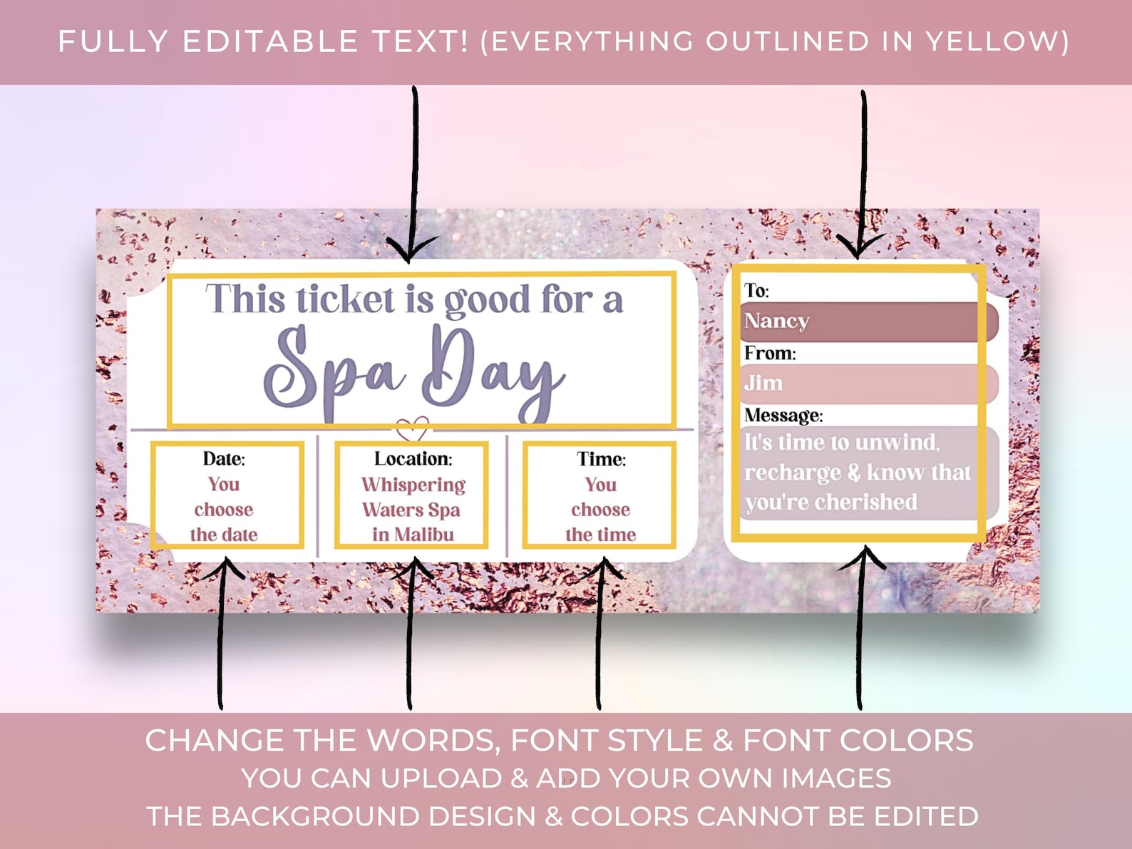 Spa Day Gift Certificate, Personalized Spa Day Ticket, Last Minute ...