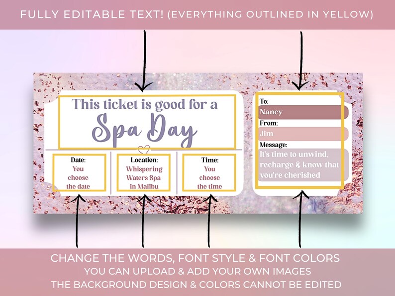 Spa Day Gift Certificate, Personalized Spa Day Ticket, Last Minute ...
