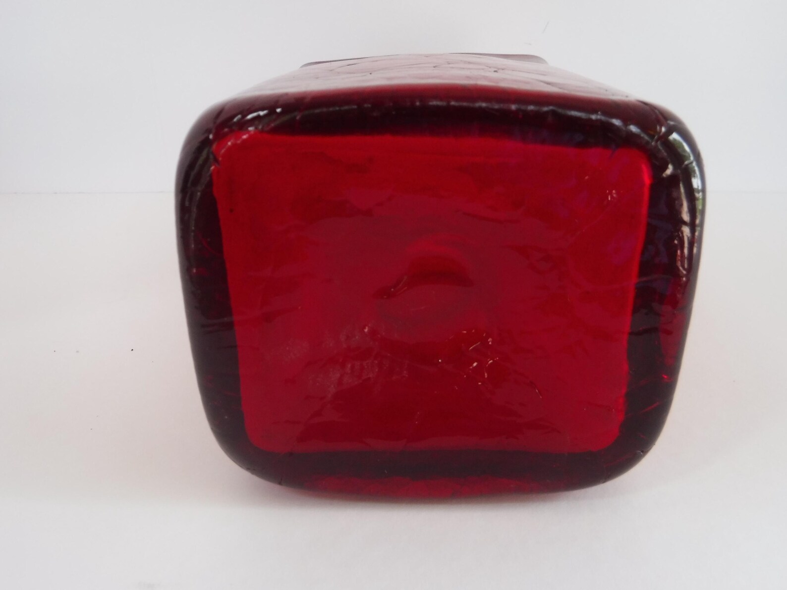 Blenko Ruby Red Paper Bag Crackle Vase - Etsy