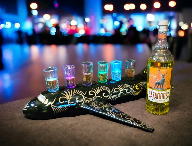 Black Airplane Tequila Shot Flight Tray With LED Lights - Etsy
